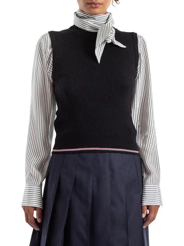 Thom Browne Wool Knit Top - Black