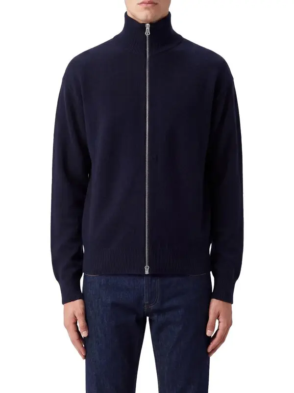 Extreme Cashmere High-neck Cardigan In Pure Cashmere With Zip Closure - Navy