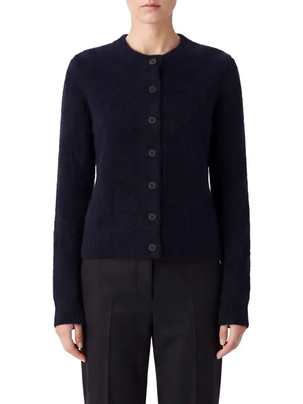 LISA YANG Pure Cashmere Crewneck Cardigan - Black