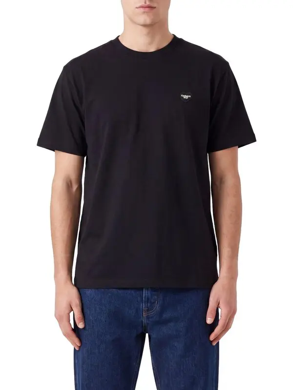 Carhartt Work In Progress Short-sleeve Organic Cotton T-shirt With Contrast Logo - Black