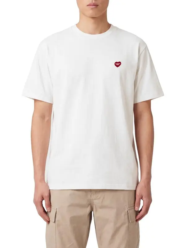 Carhartt Work In Progress Short-sleeve Organic Cotton T-shirt With Contrast Logo - White