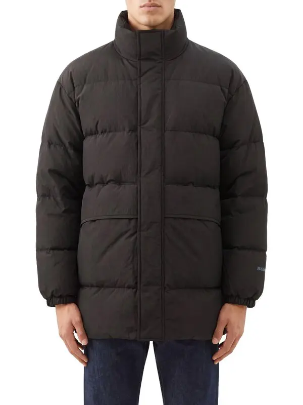 JIL SANDER Quilted Nylon High Neck Puffer Jacket - Black