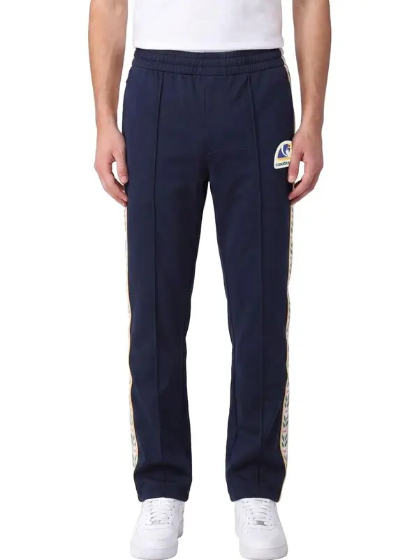 Casablanca Slim Fit Cotton-blend Tracksuit Bottoms With Side Stripes - Navy