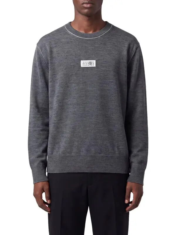 MAISON MARGIELA Virgin Wool Crewneck Jumper With Numeric Logo - Grey