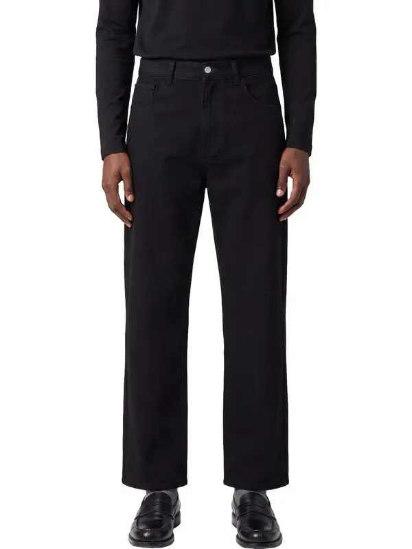 MAISON MARGIELA Wide Leg Cotton Trousers With Signature Stitching - Black
