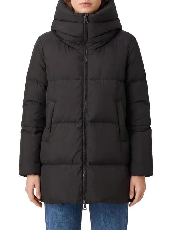 Herno A-shape Quilted Nylon Down Jacket With Funnel Neck - Black
