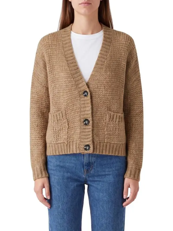 ROBERTO COLLINA V-neck Button-up Cardigan With Pockets - Brown