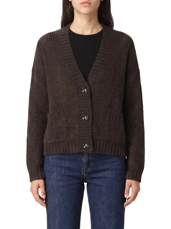 ROBERTO COLLINA V-neck Button-up Cardigan With Pockets - Coffee