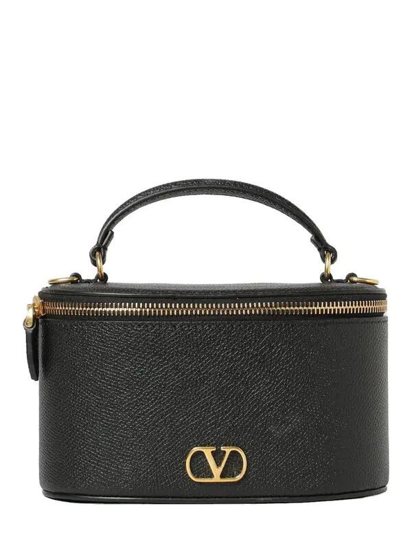 Valentino Garavani Vanity Mini Bag In Grained Leather - Black