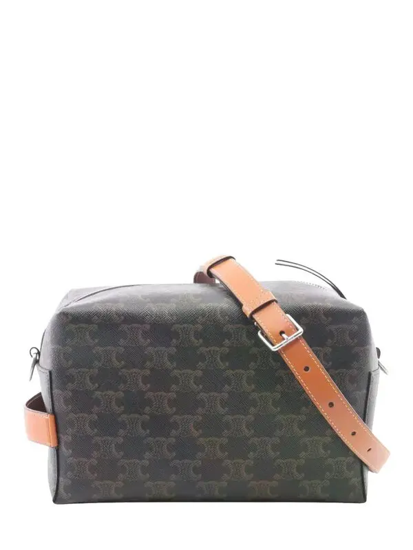 Celine Triomphe Coated Canvas Take Away Crossbody Bag - Black