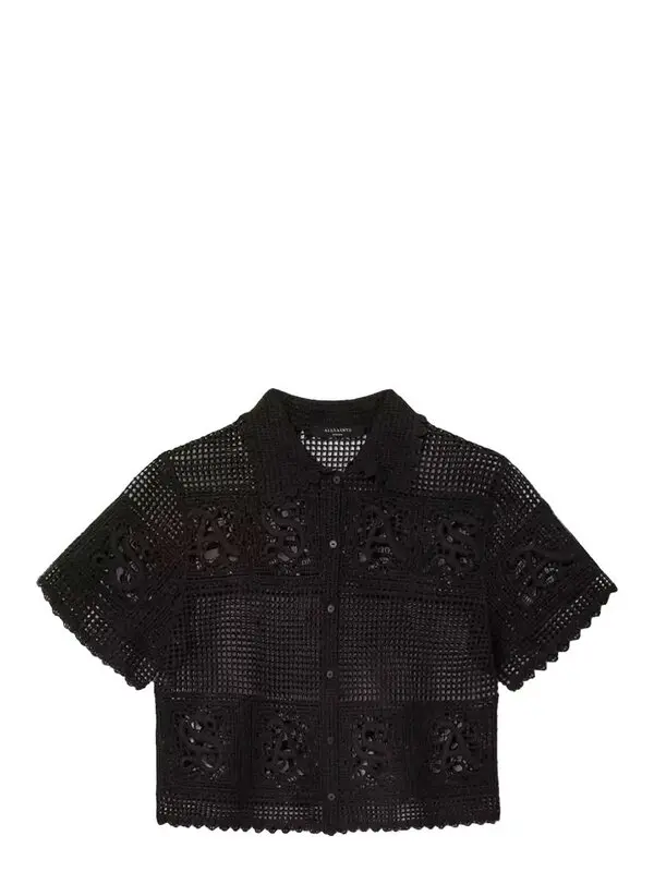ALLSAINTS Kyra Crochet Knit Shirt - Black