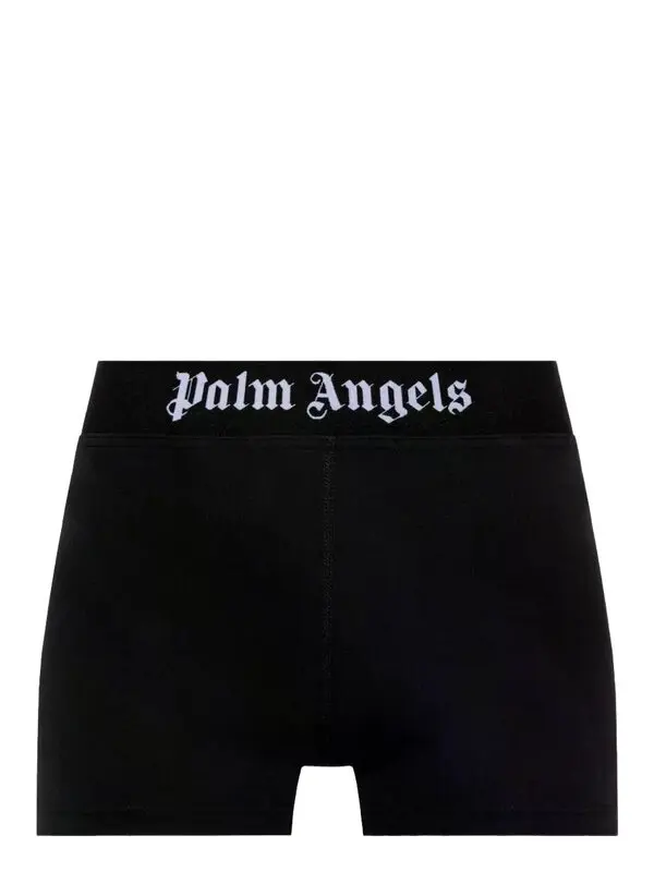 Palm Angels Logo-waistband Shorts - Black