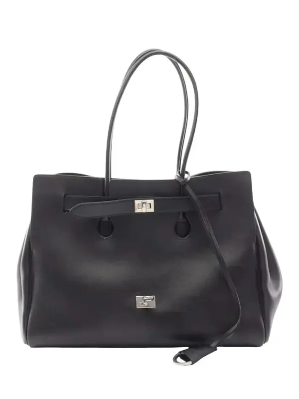 Balenciaga 2020-2026 Small Smooth Calfskin Bel Air Carry All Tote Satchel - Black