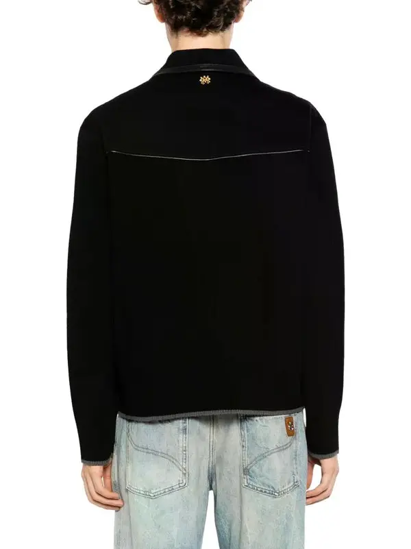 Amiri Leather-trimmed Zip-up Jacket - Black
