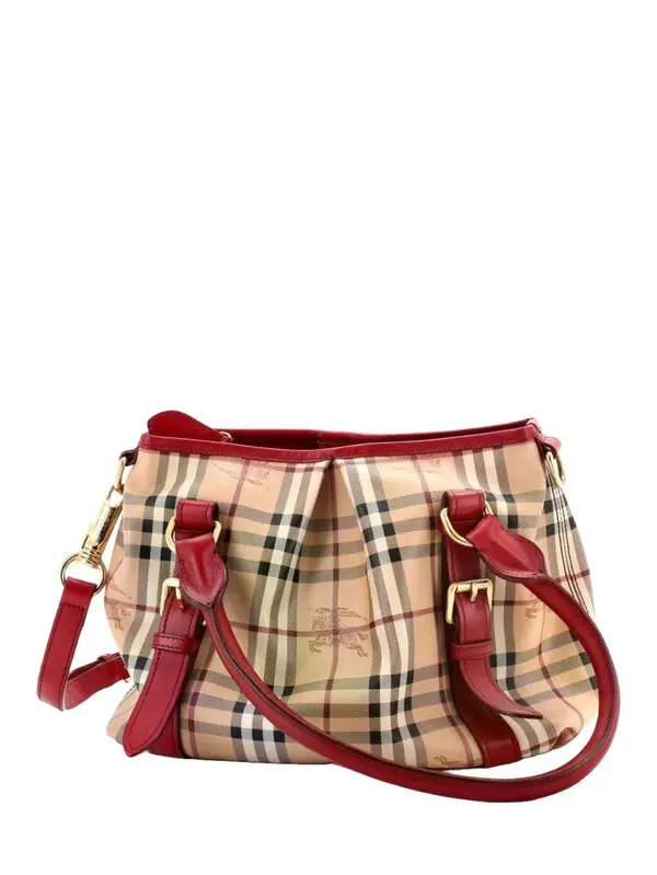 Burberry Haymarket Coated Canvas Small Satchel - Red