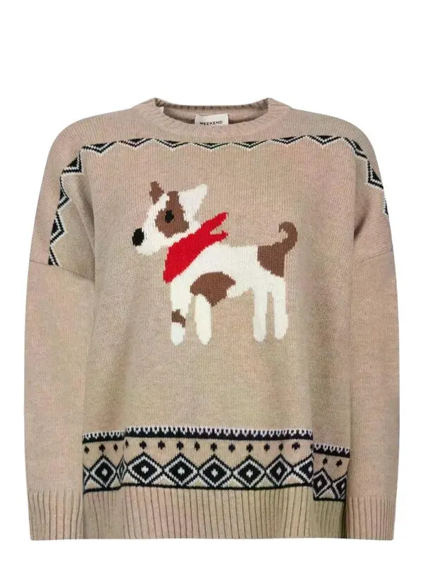 Max Mara Dog-intarsia Fair Isle-knit Sweater - Neutrals