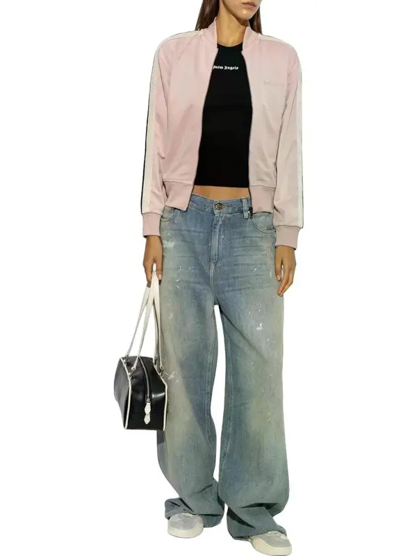 Palm Angels Logo-embroidered Zip-up-sweatshirt - Pink