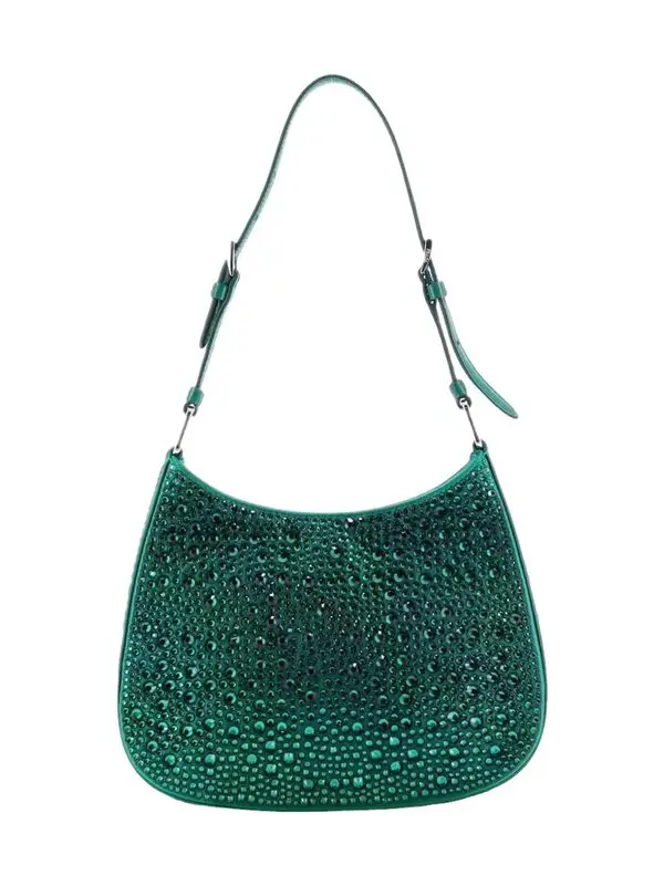 Prada Cleo Shoulder Bag Crystal Embellished Satin Small Crossbody Bag - Green
