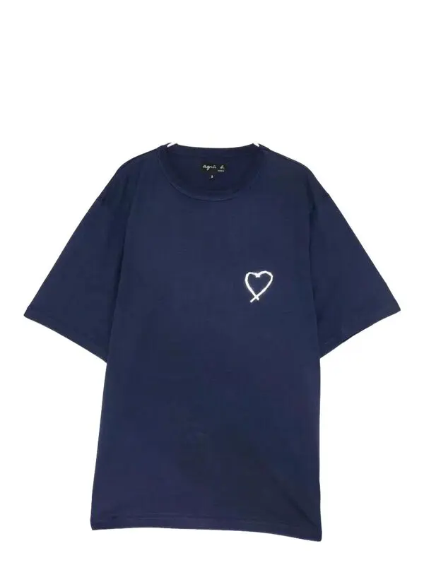 AGNES B. Heart-motif Cotton T-shirt - Blue