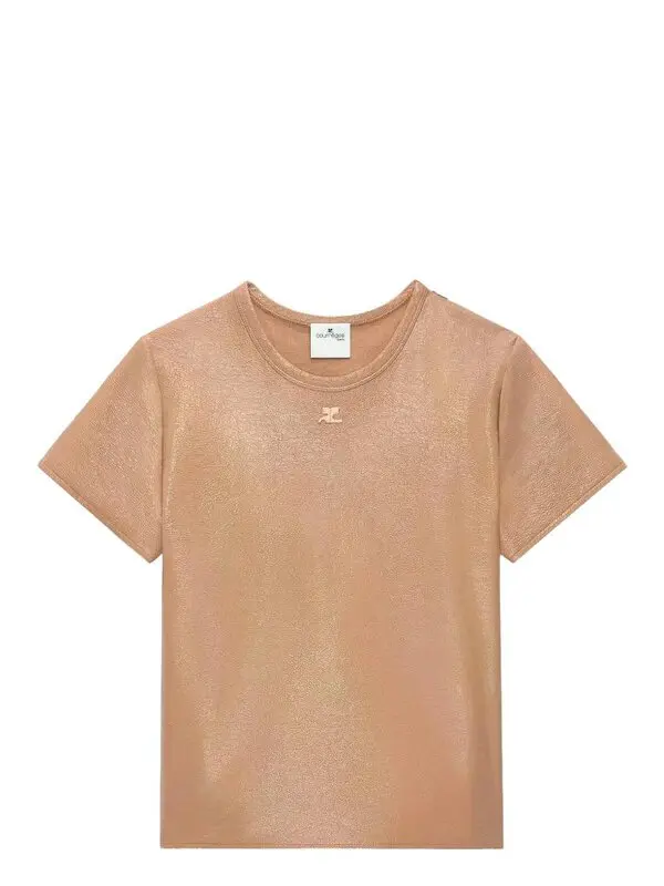 COURREGES Vinyl Logo Embroidered T-shirt - Neutrals