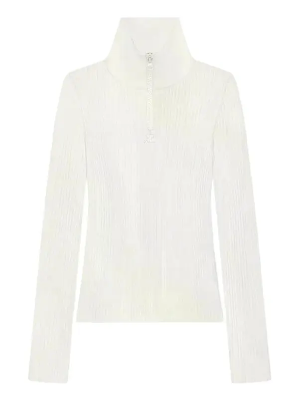 COURREGES Rib-knit Zipped Sweater - White
