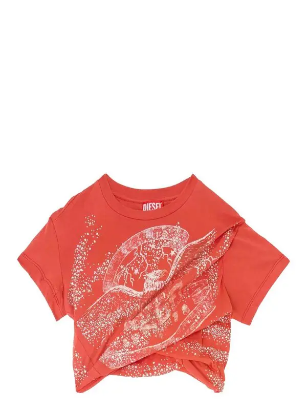 DIESEL® World Tour" Embellished Jersey T-shirt - Red