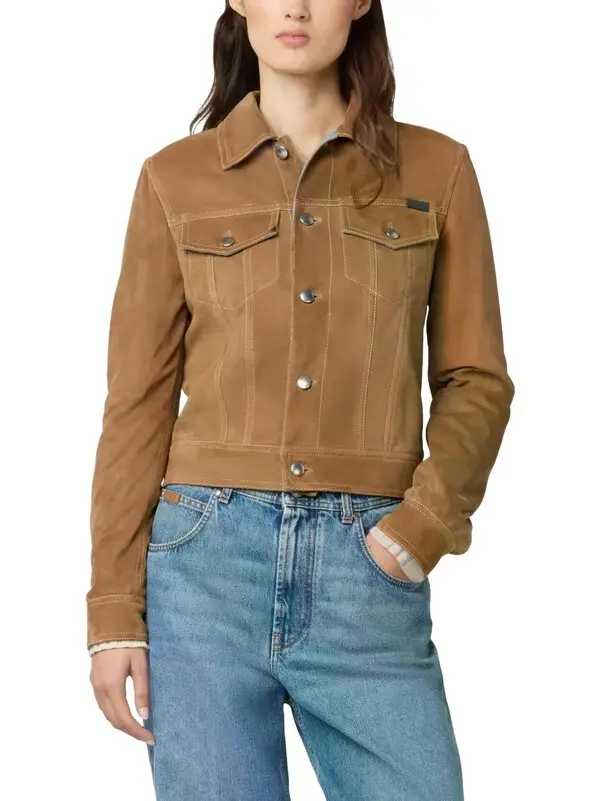 TOD'S Trucker Jacket In Pashmy Suede - Brown