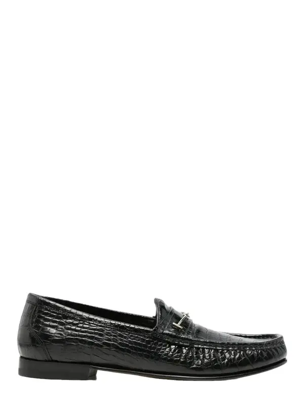 TOM FORD Crocodile-effect T-bar Loafers - Black