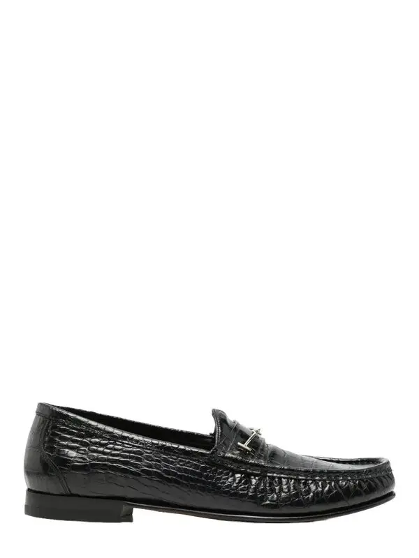 TOM FORD Crocodile-effect T-bar Loafers - Black