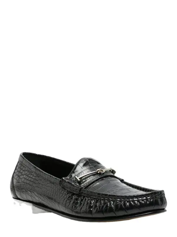 TOM FORD Crocodile-effect T-bar Loafers - Black