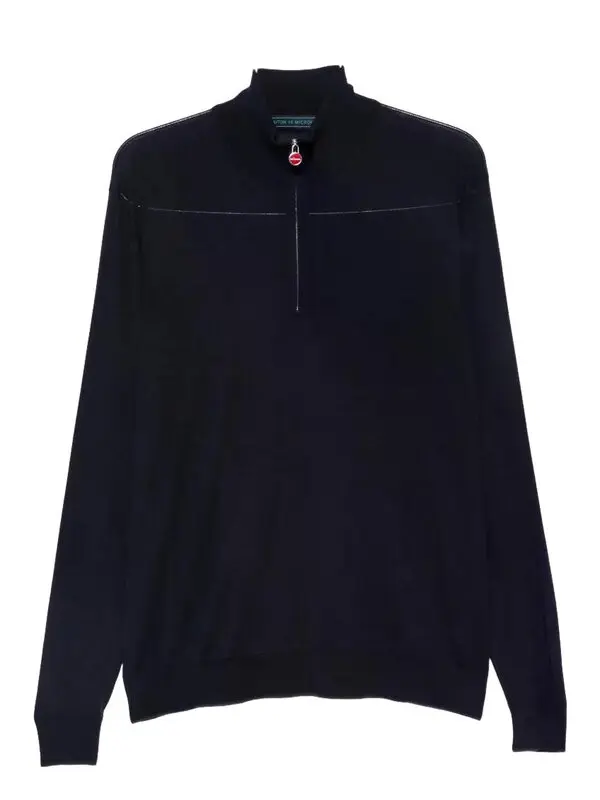 Kiton Quarter-zip Mock-neck Sweater - Blue