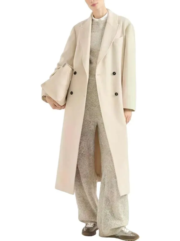 Brunello Cucinelli Lightweight Water-resistant Cashmere Coat With Monili - Neutrals