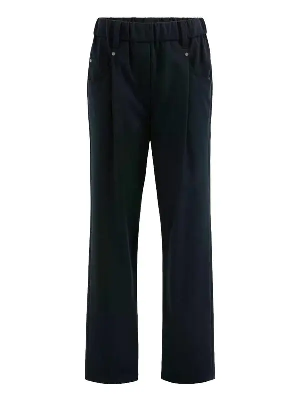 Brunello Cucinelli Stretch Cotton Baggy Pull-on Trousers With Shiny Bartack Detail - Blue