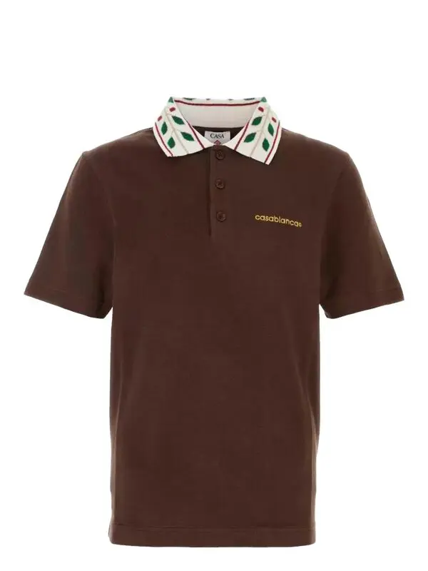 Casablanca Laurel Piqué Polo Shirt - Brown