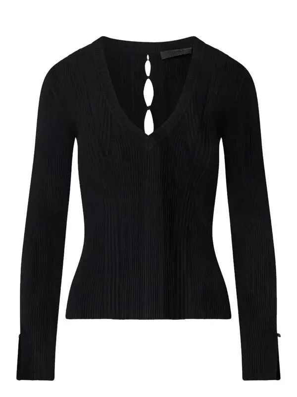 Liu Jo Ribbed Knit V-neck Jumper With Back Cut-out Detail - Black
