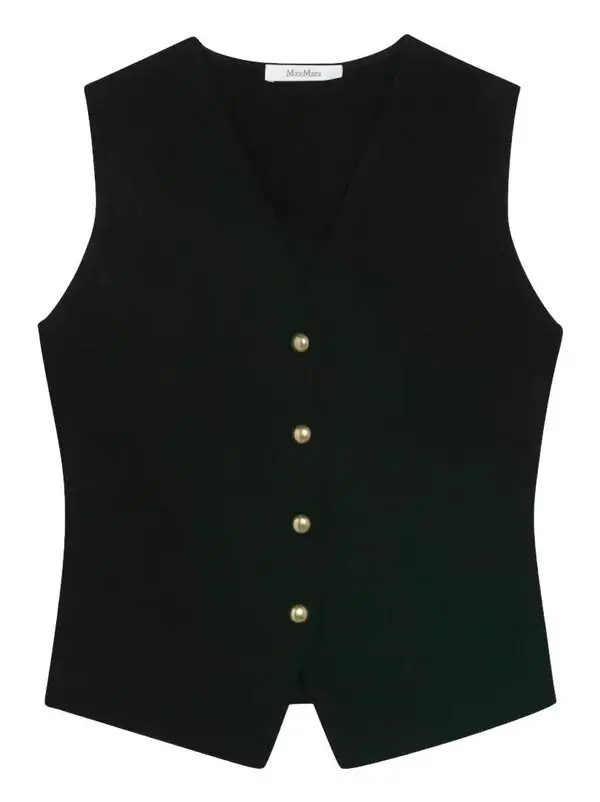Max Mara Viscose Crepe Yarn Gilet - Black