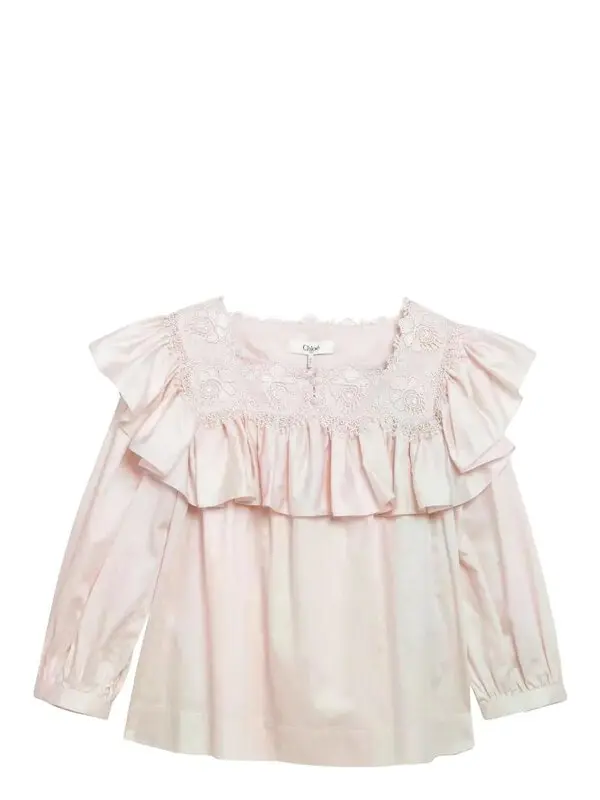 Chloé Ruffled Lace-trim Blouse - Pink