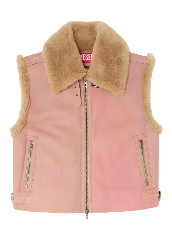 DIESEL® Shearling Leather Vest - Pink