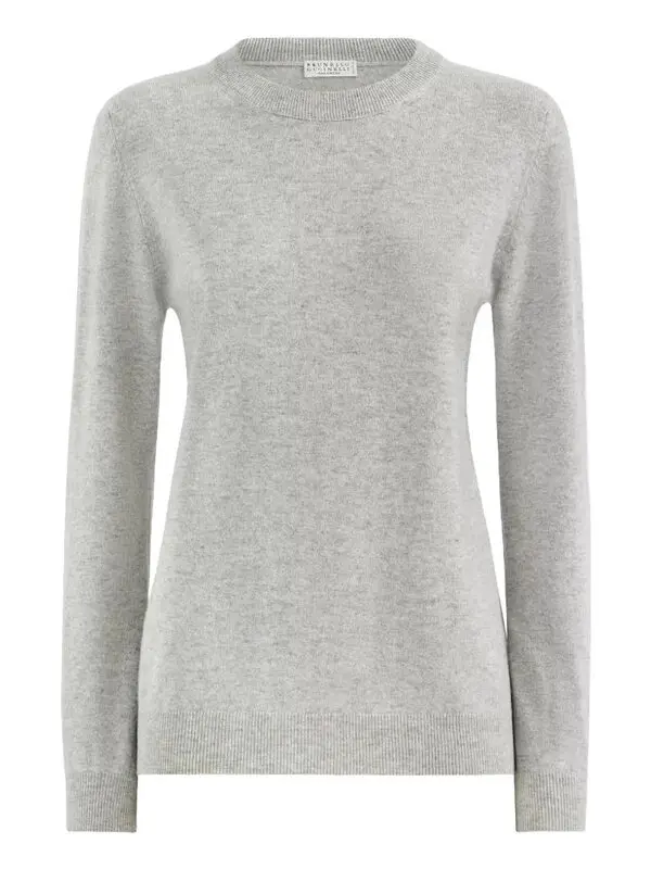 Brunello Cucinelli Cashmere Sweater With Monili - Grey