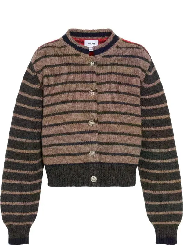 BARRIE Stripe-pattern Chunky-knit Cardigan - Brown