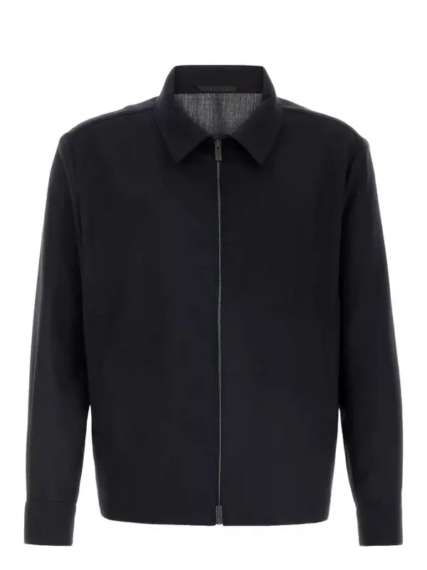 BOSS Relaxed-fit Zip-up Jacket In Patterned Virgin Wool - Blue