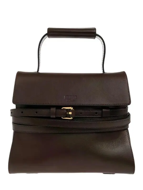 Moschino Tie Me Leather Tote Bag - Brown