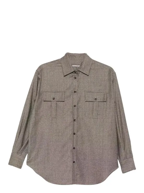 Tagliatore Virgin Wool Houndstooth Button-up Shirt - Grey