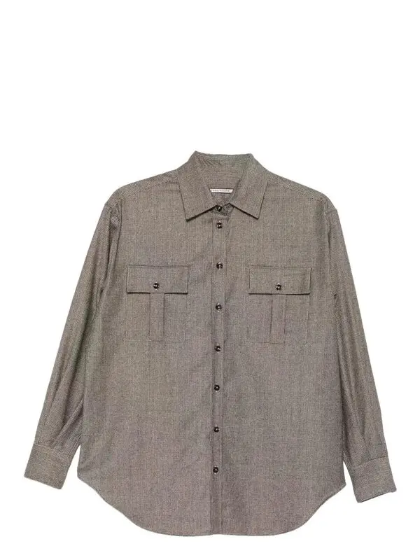 Tagliatore Virgin Wool Houndstooth Button-up Shirt - Grey