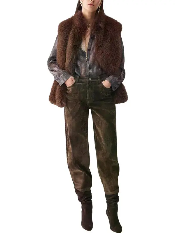 Liu Jo Faux-fur Vest With Belt - Brown