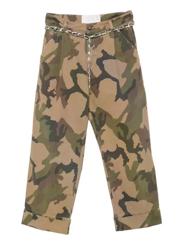 CIRCUS HOTEL Camouflage-print Chain-link Jeans - Green