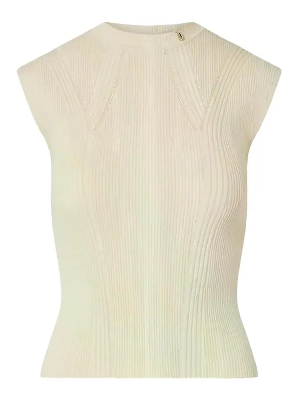 Liu Jo Ribbed Knit Sleeveless Top With Button Detailing - Neutrals