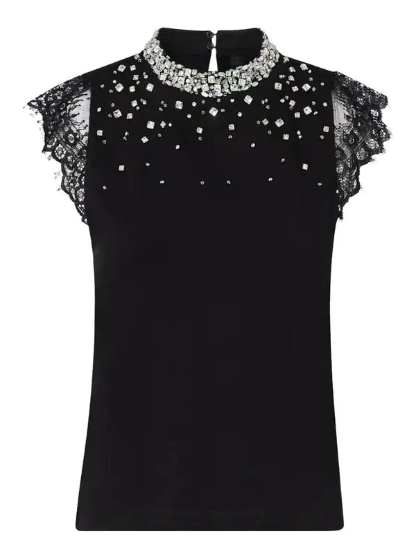 Liu Jo Embellished Lace T-shirt - Black