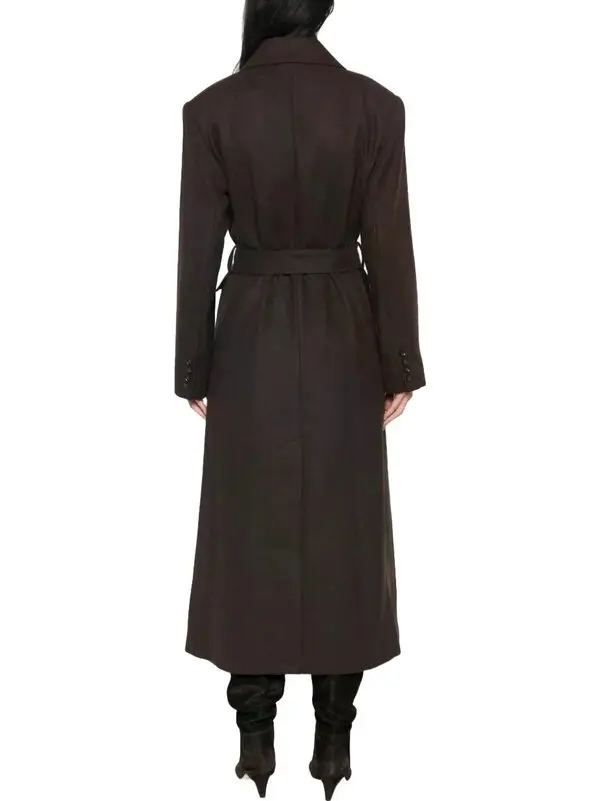 GESTUZ Double-breasted Belted Coat - Brown