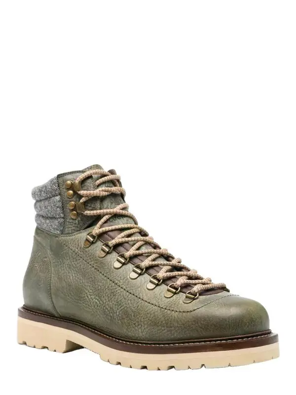 Brunello Cucinelli Lace-up Panelled Boots - Green